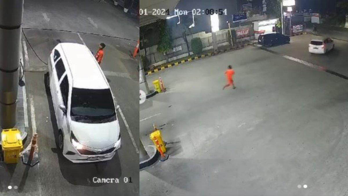 Viral Video Detik-detik Pengendara Sigra Kabur setelah Isi BBM di SPBU, Tancap Gas saat Dikejar ...