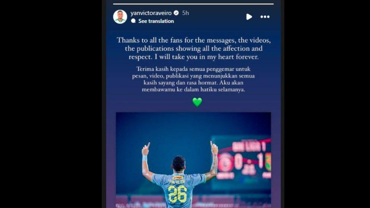 Yan Victor Unggah Ucapan Perpisahan dengan Persebaya? Sosok Rp 2,61 M ...
