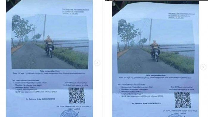 Viral Pengendara Sepeda Motor Kena Tilang Elektronik di Persawahan Sukoharjo, Akui Tak Pakai ...